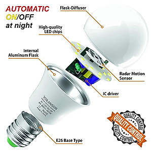 Motion Sensor Light Bulbs with Radar and Dusk to Dawn Sensor Indoor Motion Detector Bulb for Front Door, Porch, Garage, Security Automatic LED Lightbulb (2, Radar Sensor - Deylight)