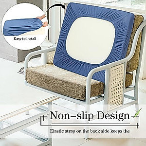 Newwiee 8 Pcs Patio Stretch Sofa Cushion Cover Outdoor Cushion Cover Replacement Couch Slipcover Sofa Seat Cover Flexibility Chair Cushion Cover Furniture Protector (Gray Blue,Waterproof Pure)