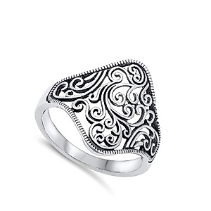 Unique Filigree Swirl Bali Style Ring New .925 Sterling Silver Band Size 8