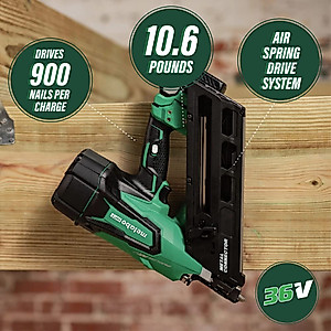 Metabo HPT 36V MultiVolt Cordless Metal Connector Nailer Kit | Accepts 1-1/2-Inch and 2-1/2-Inch Nails | Strap-Tite Probe Tip | NR3665DA