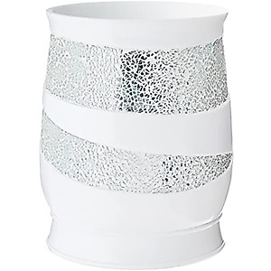 Popular Bath Sinatra Modern Bath Waste Basket Modern Classic Contemporary Decorative Beautiful Designs Bathroom Decor for Home Luxury Bath, White