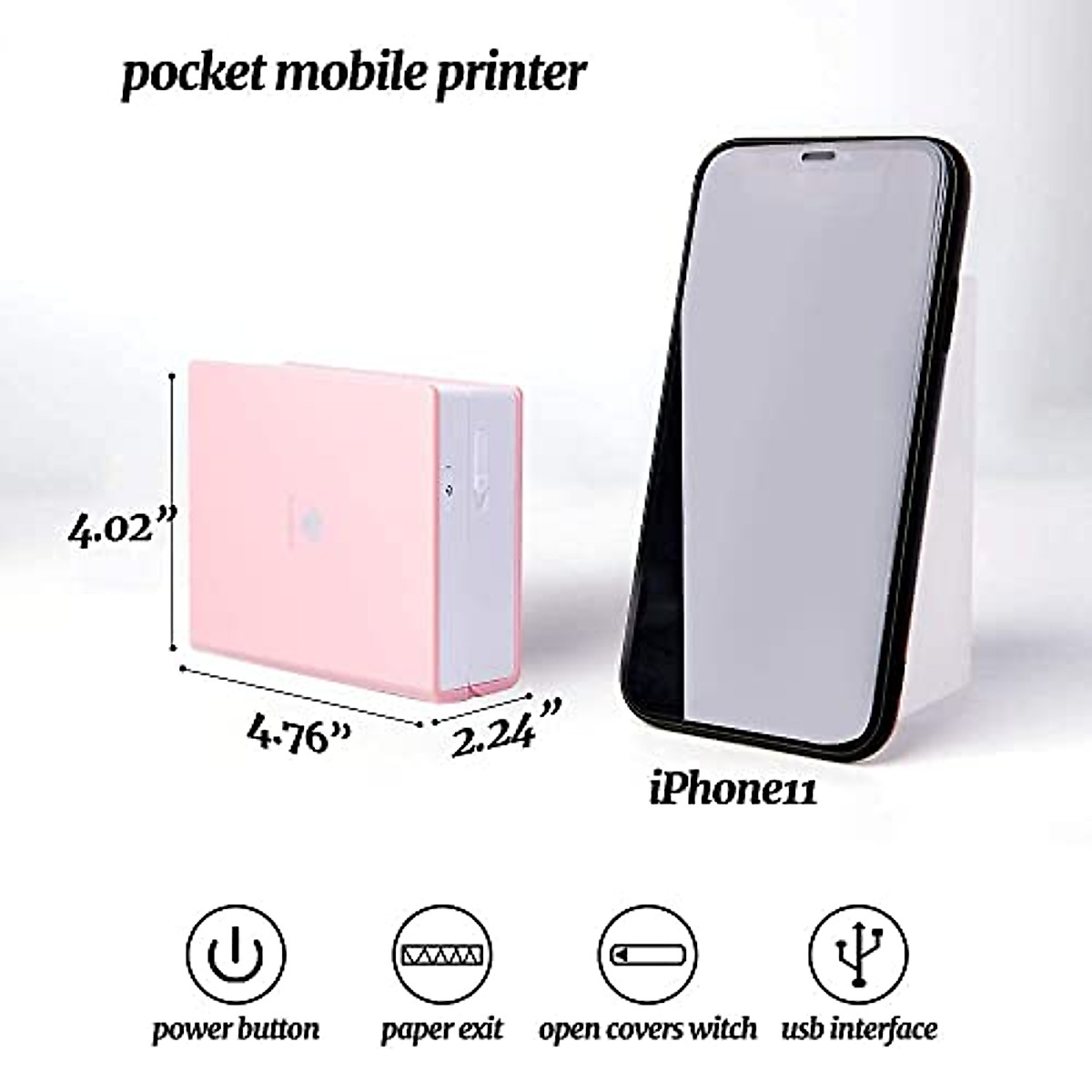 Phomemo Mini Bluetooth Sticky Printer M02 Thermal Inkless Pocket Printer, Portable Hand-held Small Printers, Compatible with iOS, Android for Travel, Note, to-do List, Journal, Planner, Scrapbook