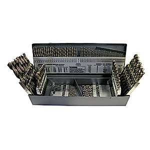 Cle-line C21129 135 Degree Heavy-Duty Cobalt Jobber Length Drill Set in Metal Case, 115 Pieces