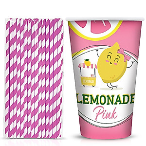 Lemonade Stand Supplies, Lemonade Stand Kit, Includes 3.5L Drink Dispenser, Lemonade Cups, Paper Straws, Garland, Latex Balloons, Board, Lemonade Banner (stand NOT included)