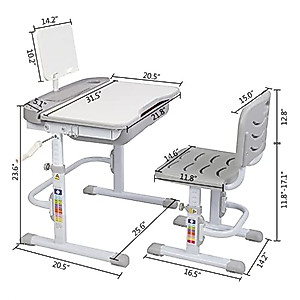 DCOT Desk and Chair Set Height Adjustable Student Study Table Books and Reading Shelves for School Boys and Girls (Color : E, Size : As Shown)