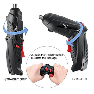 JENABOM 14 in 1 Electric Screwdriver Cordless Rechargeable Small Power Drill Set 3.6V Li-ion 3.5N·m Max Torque Electric Rotatable with Case LED Light Screwdriver for Home Office DIY Tools (Black)