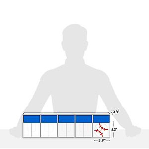 Ideal BNZ Tilt Bins, Plastic Pull Out Storage Bins, Stackable Organizer, Storage Containers with Drawers (Fastener Storage, Bead Storage Drawers), 5 Bins, Grey/Blue