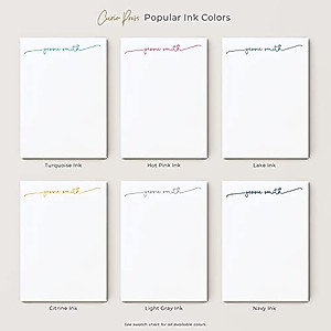 Pretty Swash Script Personalized Stationery - Small Notepad 5x7 w/ 50 Printed Sheets – Cute Personalized Stationery – Simple & Classy Desk Supplies – Customizable to 8x10 Inches - Swash Script Notepad
