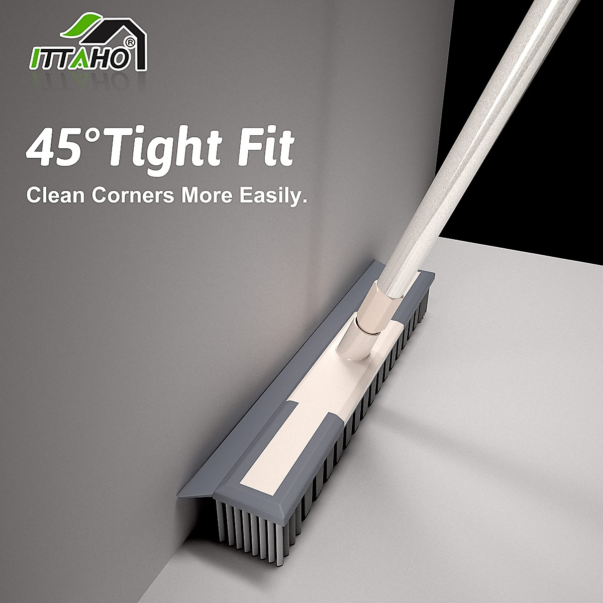 ITTAHO Rubber Broom Carpet Rake for Pet Hair Removal,55" Long Handle Fur Remover Broom with Silicone Squeegee, Carpet Hair Removal Tool for Carpet,Floor,Garage,Tile,Hardwood Floor,Garage