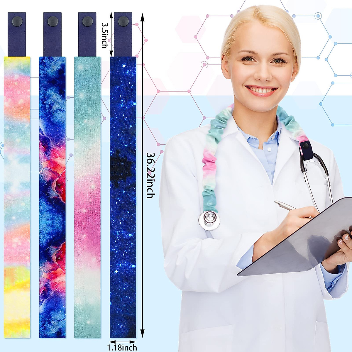 4 Pieces Stethoscope Covers with Removable Tube Handmade Stethoscope Accessories for Nurses Doctors (Starry Sky)