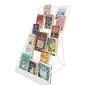 FixtureDisplays® 6-Tier White 18" Wide Wire Tabletop Display Rack Greeting Card Rack Book CD DVD Stand Tile Sample Literature Countertop Showcase 119352-WHT-NPF
