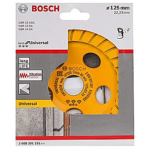 Bosch 2608201231 Diamond Grinding Head, Best for Universal Turbo, 125mm x 22.23mm x 5mm, Yellow