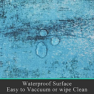 Pauwer Kitchen Rug Sets 3 Piece with Runner Farmhouse Kitchen Rugs and Mats Non Skid Washable Cushioned Kitchen Area Rug Floor Mat Waterproof Runner Rugs for Hallway Kitchen Laundry Room, Turquoise