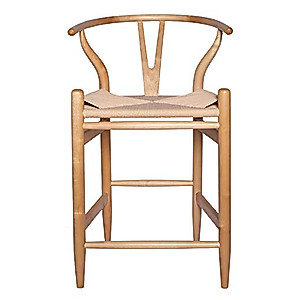 Amazon Brand – Stone & Beam Wishbone Counter-Height Barstool, 35.5"H, Rubberwood, Natural / Natural