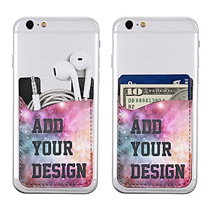 Khyijlo Custom Phone Card Pocket Holder Phone Card Stick Pu Leather Cell Phone Card Pocket, Id Credit Card Wallet Phone Case Pouch For Back Of Phone Compatible With Most Smartphones