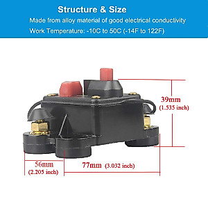 WOHHOM 150Amp Circuit Breaker Manual Reset Fuse holder, 30A-300A 12V-24V DC Protection Reset Fuse for Trolling Motor Auto Car Marine Boat Stereo Audio Inline Fuse Inverter (150A)