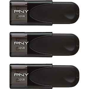 PNY 32GB Attaché 4 USB 2.0 Flash Drive 3-Pack, black