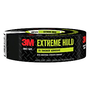 3M Extreme Hold Duct Tape, 1.88 Inches x 35 Yards, Black, Heavy-Duty, Double-Thick Adhesive, Waterproof Backing, Tough Repairs