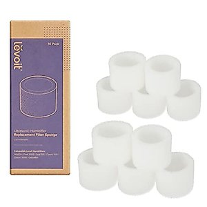 LEVOIT 10-Pack Humidifier Replacement Filters, Capture Fine Particles in Water Tank to Improve Humidification Efficiency, Compatible with Dual150, Dual200S, Classic300(S), LV600S, OasisMist, White