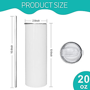 G HEAT-GOO 20oz Sublimation Blank Tumblers Vacuum Insulated Tumblers with Closed Lids and Straws, Double Wall Stainless Steel Travel Mugs, 4 pack