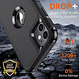 SUPFINE 5 in 1 for iPhone 11 Case, [10 FT Military Dropproof] [2+Tempered Glass Screen, 2+Tempered Camera Lens Protector] Non-Slip Heavy Duty Shockproof Phone Case,Black