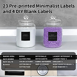 TIPGO Glass Jars for Laundry Room Organization and Storage, 0.5 Gallon Glass Containers with lids, Laundry Pods and Detergent Container (Set of 2, Black Labels)