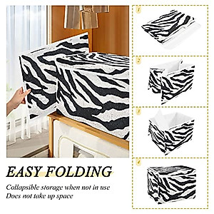 Zebra Texture Background Foldable Storage Bins with Lids Decorative Storage Box Container for Home Bedroom Closet Office