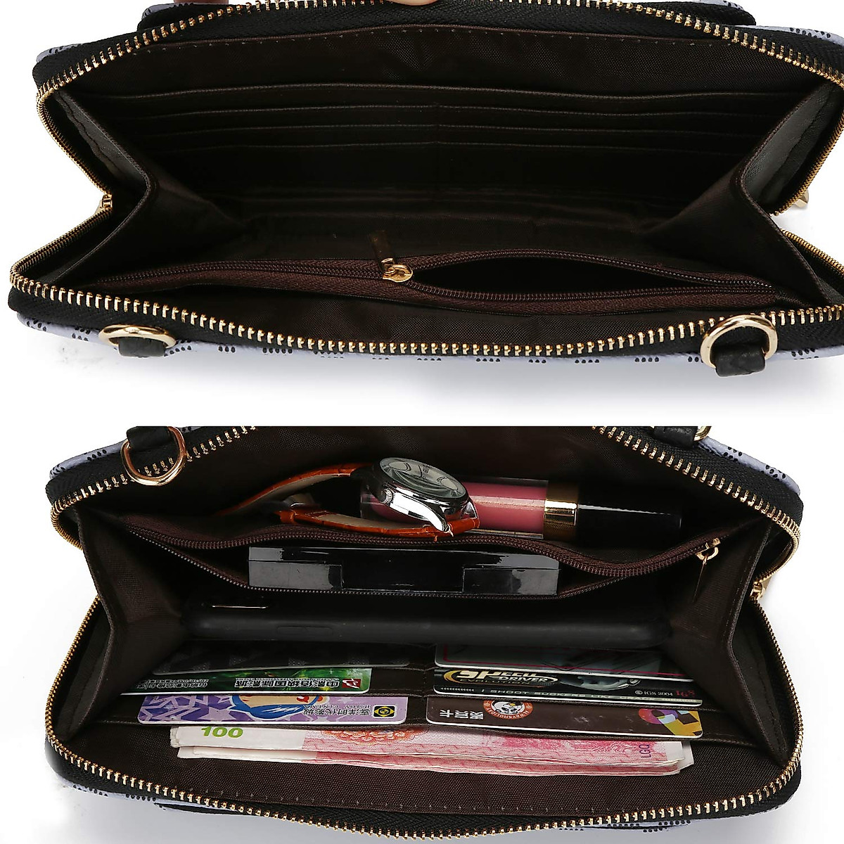 Mia K Collection Crossbody Wallet Handbag for Women, Multi Pockets Wristlet Bag PU Leather Clutch Purse Red