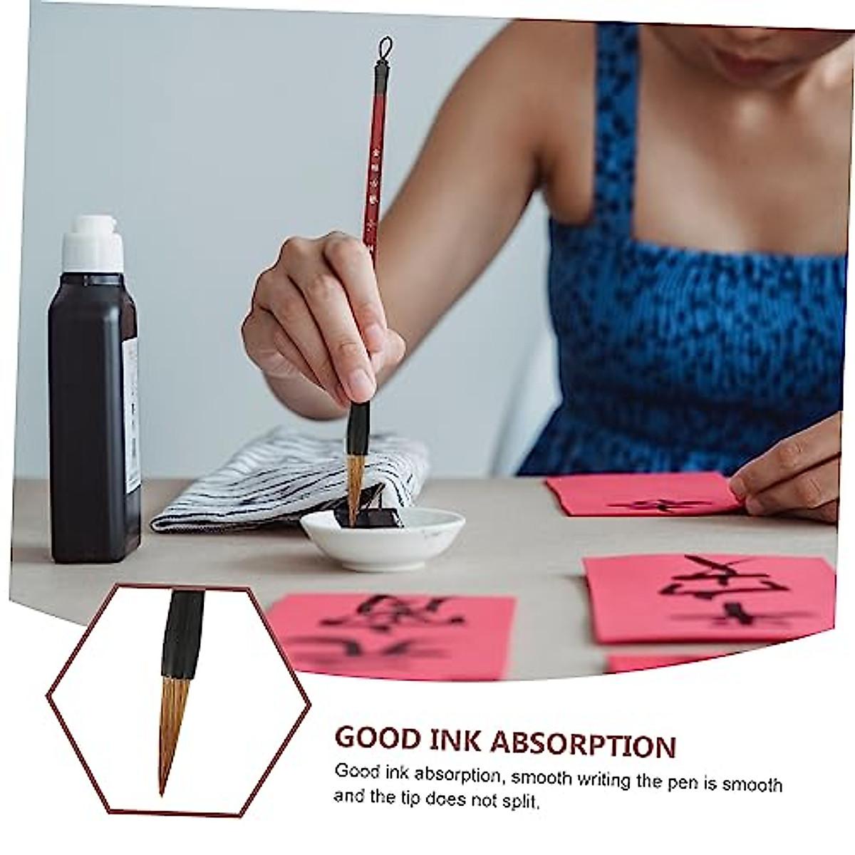 COHEALI 3pcs Langhao Writing Brush Japanese Stationery Set Calligraphy Pen Set Portable Brush Chinese Calligraphy Painting Brushes Wolf Bamboo Brushes Set Calligraphy Ink Wood Wooden Japan