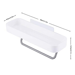 Alvinlite Shower Caddy Shelf Organizer with Hooks - 2 in 1 Wall Mounted Bathroom Towel Rack Holder for Storage