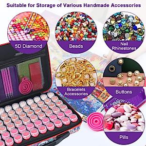 Diamond Painting Accessories,60 Small Storage Container for 5D Diamond,Rhinestones Nail Gems,Beads Storage Box,Diamond Art Kit Accessories Tool with Tray and Diamond Pen