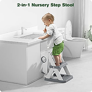 Rabb 1st Potty Training Seat, Upgrade Toddler Toilet Seat for Kids Boys Girls, 2 in 1 Potty Training Toilet for Kids, Splash Guard Anti-Slip Pad Step Stool