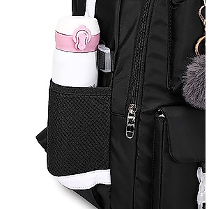 Wadirum Cute Laptop Backpack for Girl Fashion College Bag Women Backpack Purse Black
