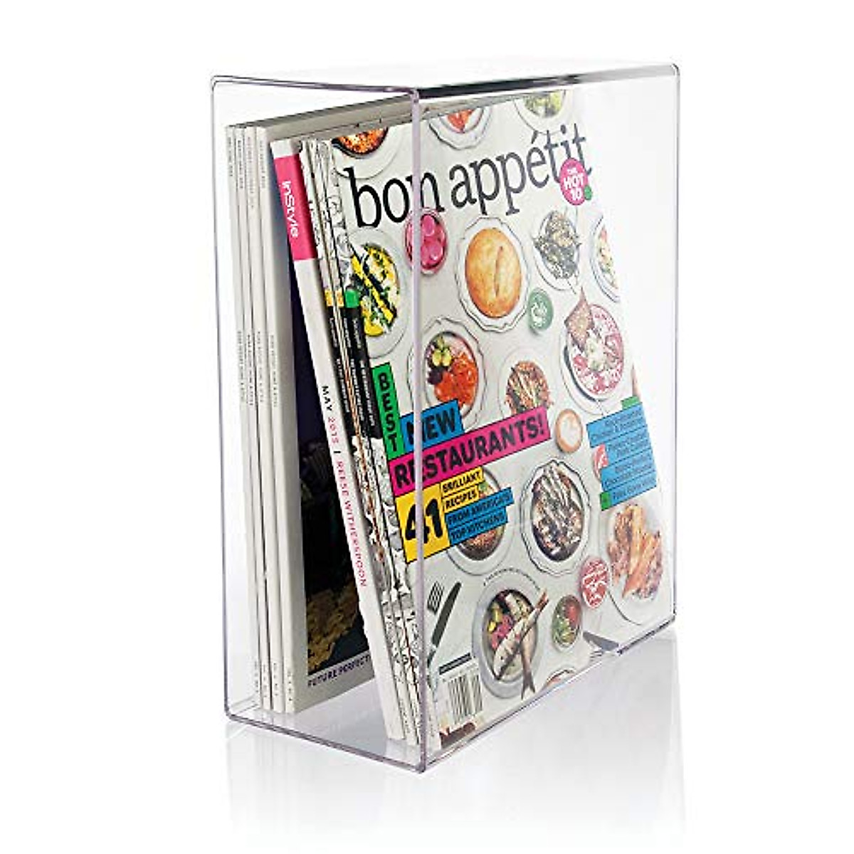 U.S. Acrylic, Inc. Clear Plastic Magazine Holder, 4.88Lx8.88Wx11.88H