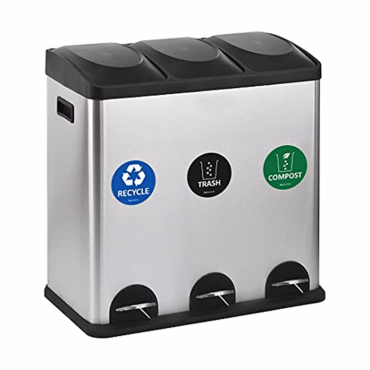 IGNIXIA Trash Recycle Compost Stickers to Organize Trash- Premium Vinyl Sticker for Trash Can, Compost Bin, Recycle Bin- (Pack of 6) for Metal Trash Can or Plastic Trash Can-Home