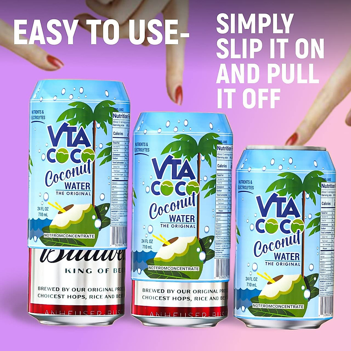 Skywin Silicone Can Sleeve (3 Pack) - Can Cover can Hides Can by Disguising it as a Can of Natural Coconut Water (Light Blue)