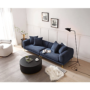 EMKK 108.3'' Sofa Couch for Living Room, Modern Mid-Century 4 Seater with 4Pillows, Upholstered Sofá with Metal Wood Legs for Living Room, Bedroom and Lounge,Apartment Office