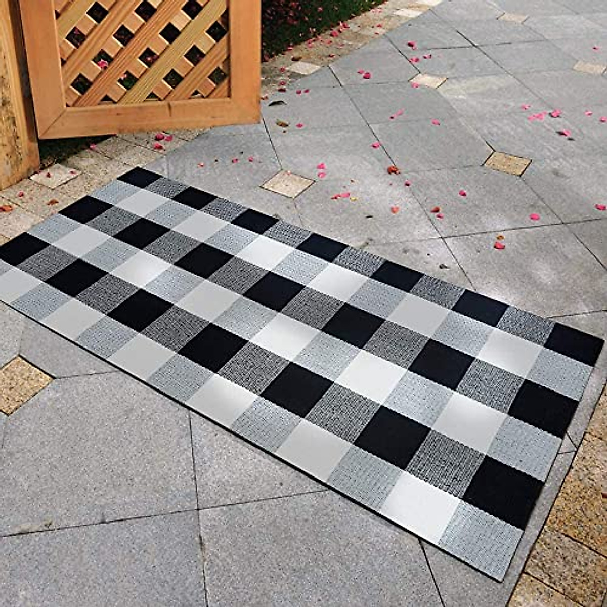 Carvapet Buffalo Checkered Area Rug Black White Checkered Carpet Buffalo Plaid Rugs 36x51 Inch Runner Indoor and Outdoor Welcome Doormat for Entryway,Porch, Kitchen, Bathroom