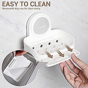 4 Packs Shower Caddy Suction Cup Set - Shower Shelf+Soap Dish+Suction Hooks - One Second Installation NO-Drilling Removable Powerful Waterproof DIY Shower Organizer for inside Shower Bathroom Kitchen