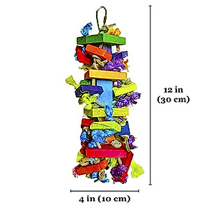 Meric Block Toy for House Birds, Nibbling Keeps Beaks Trimmed, Preening Keeps Feathers Groomed, Edible, Food-Grade Multicolored Wooden Blocks, 1-pc