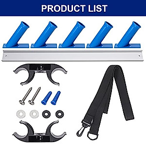 ZOMOFEW Pool Cleaning Accessory Holder, Blue, 5-in-1 Design, Holds Brushes, Nets, Vacuum Cleaners, Poles, Weatherproof