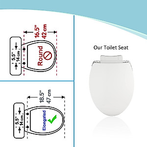 Hygie Rinse Traditional SoftClose Elongated Toilet Seat Replacement Compatible with TOTO SS114/SS113/SS154/SS224/SS204 Heavy Duty Toilet Seat Parts with 2-pack Toilet Bolts and Nuts, Cotton White
