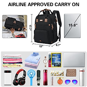 SINVICKO 15.6 Inch Laptop Backpack for Women Men Work Laptop Bag Large Capacity with USB Port,Waterproof Purse Backpacks Teacher Nurse TSA Travel Bags Casual Daypacks for School,College,Business,Black