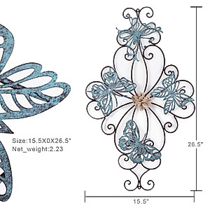 Adeco Metal Butterfly Scroll Wall Sculpture 26.5" Wall Art Decor Hang Indoor Outdoor for Home, Bedroom, Living Room, Office, Garden