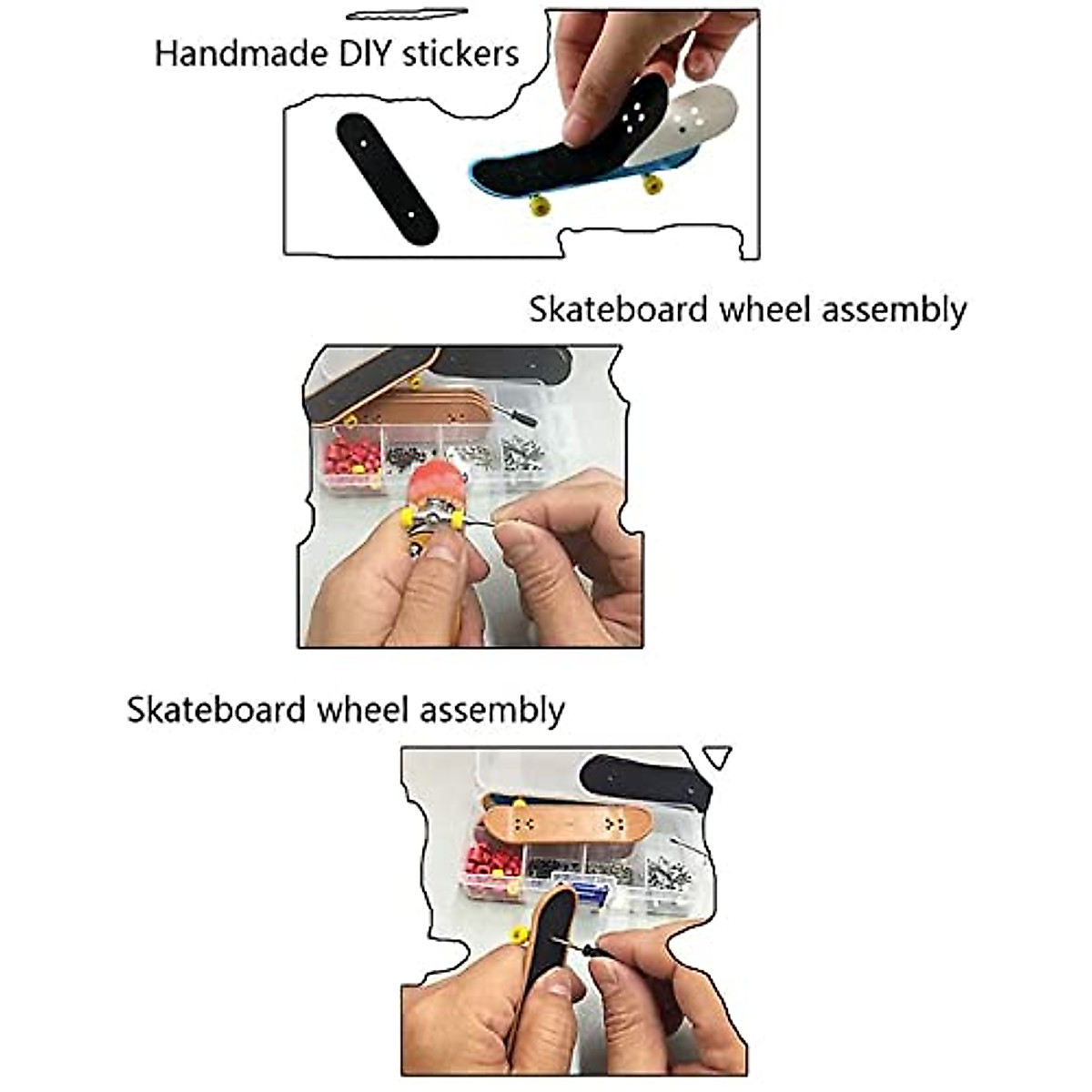 Marsrut 5pcs / Set Mini Finger Skateboard Board Deck Game Toys, Sport Toy Child Repair Tech Tool DIY Kit, Kids Children Finger Skater for Kids 3+