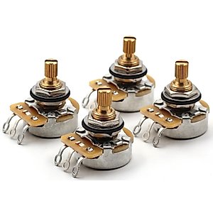 CTS 500k pot, 500k potentiometer guitar potentiometer for volume and tone, short Split Shaft Audio Taper Pots - Set of Four (4X) - 10% Tolerance - TAOT The Art Of Tone
