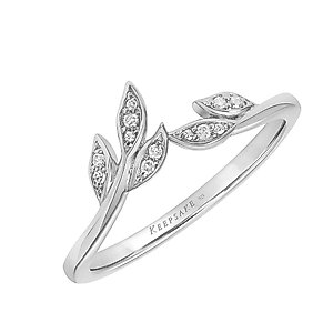 Stackable Diamond Floral Leaf Wedding Rings for Women; Anniversary or Promise Rings for Her in 925 Sterling Silver; Silver Rings for Women 1/20ct (I-J Color, I3 Clarity), Size 7, by Keepsake