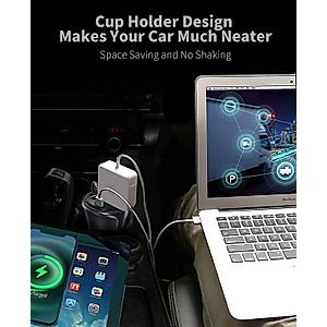 SUPERONE 150W Car Power Inverter DC 12V to 110V 120V Car AC Adapter Inverter 5-in-1 Cup Holder Design Dual USB Car Charger and 2 Car Power Adapter