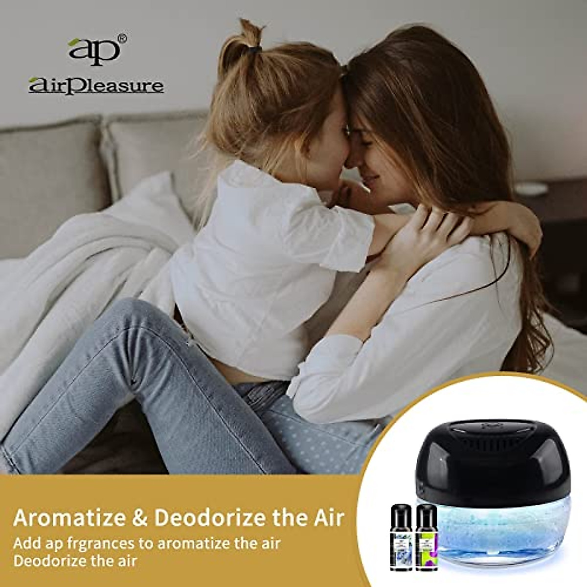 ap airpleasure 2-Pack Water-Based Purifier Air Washer, Air Revitalizer & Fresh Aire Freshener, Air Fresher with 7 LED Color Changing Mood Light for Rooms