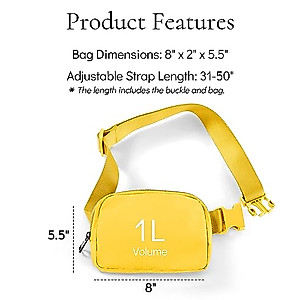 YOSHUYUKI Waist Belt Bag for Women Lulu Dupes Mini Small Crossbody Purse Sling Bag Cute Fashion Waterproof Fanny Pack Over The Shoulder Bags Fashionable Travel Running Belt Pouch Bum Bag Navy Yellow
